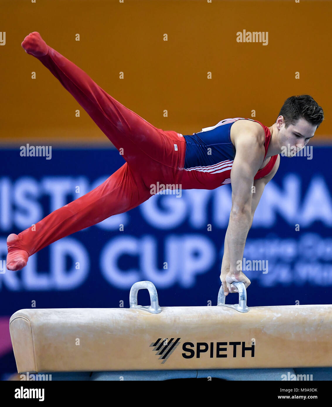 Doha, Qatar. 23rd Mar, 2018. Alec Yoder of the United States competes ...