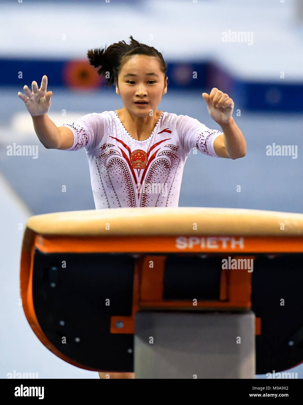 Doha, Qatar. 23rd Mar, 2018. Liu Jinru of China competes during the ...