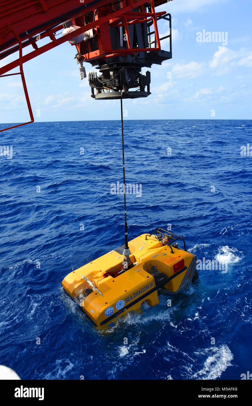 Dayangyihao. 24th Mar, 2018. Unmanned submersible "Hailong III" is put ...