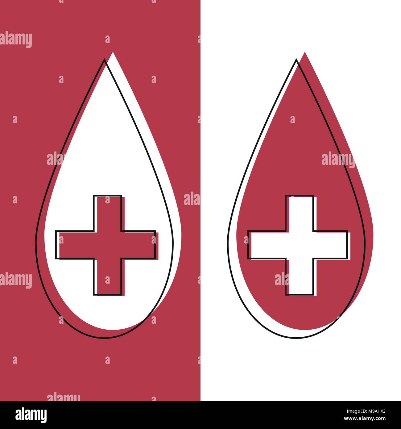 Red blood drop icon in line desidn. Red blood drop vector illustration ...