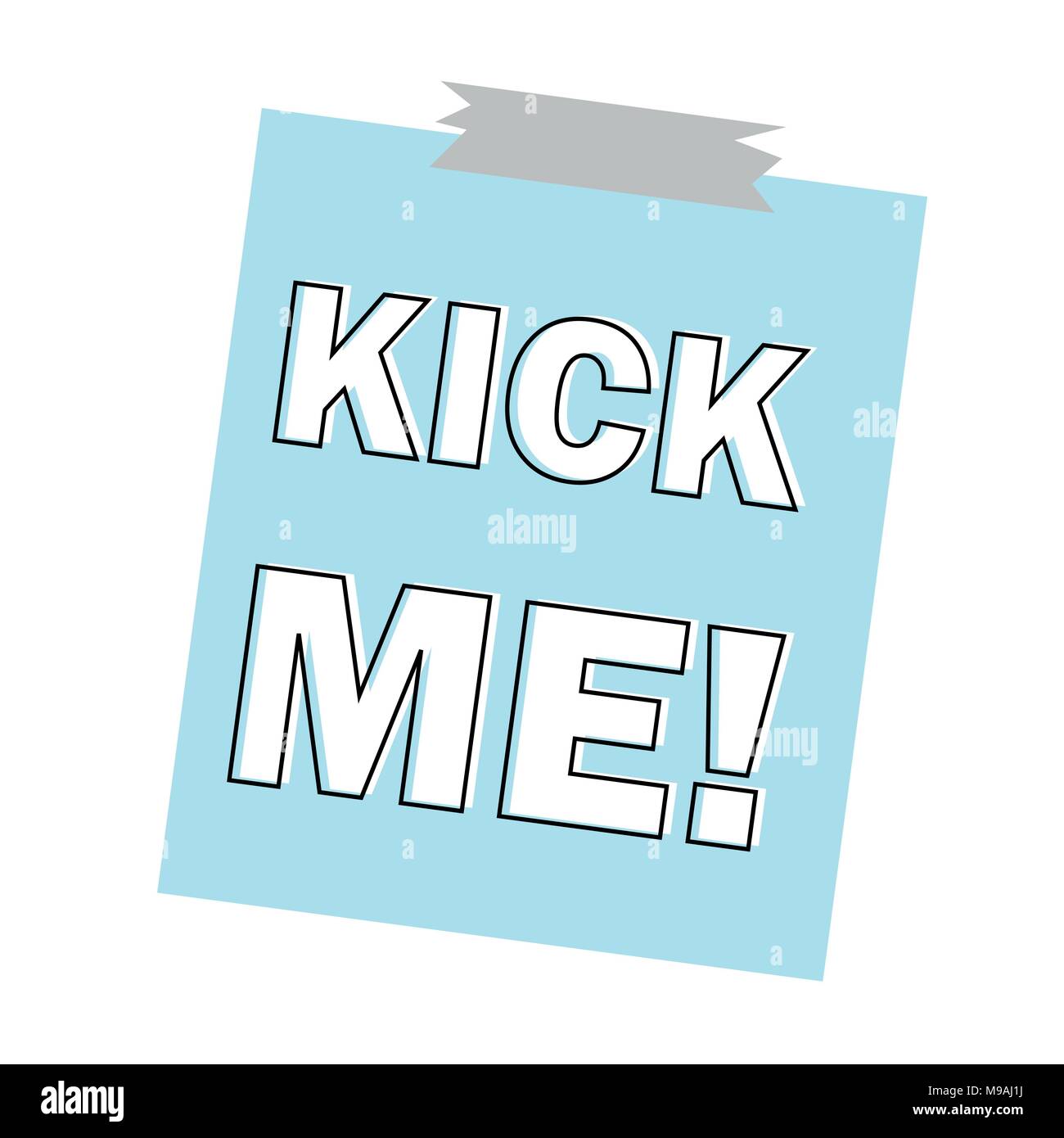 Inscription kick me icon white isolated on blue background vector ...