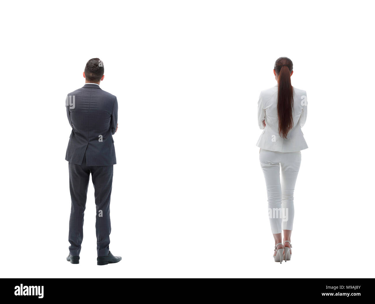Back view group of business people. Rear view. Isolated over white ...