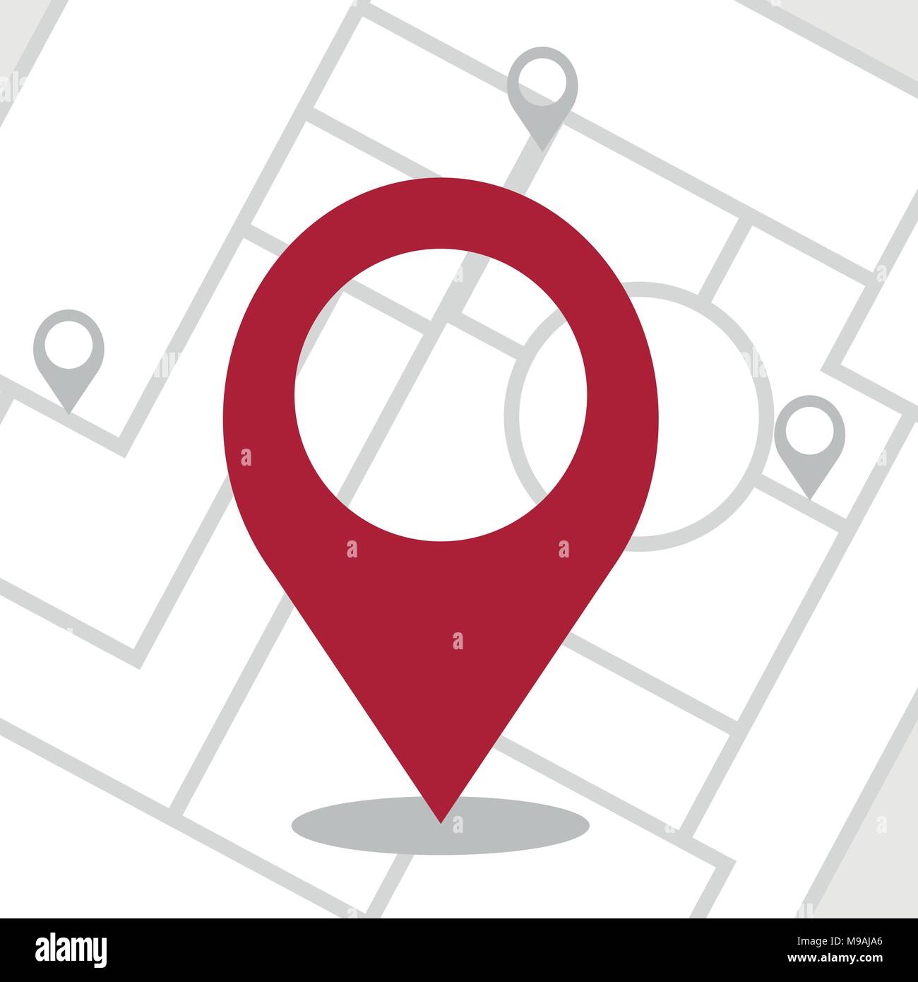 GPS - navigator pin checking red color on white background. vector ...