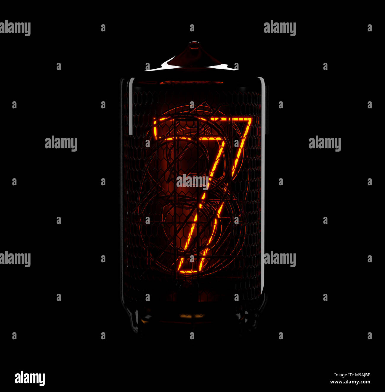 Nixie tube indicator. The number seven of retro. 3d render Stock Photo ...