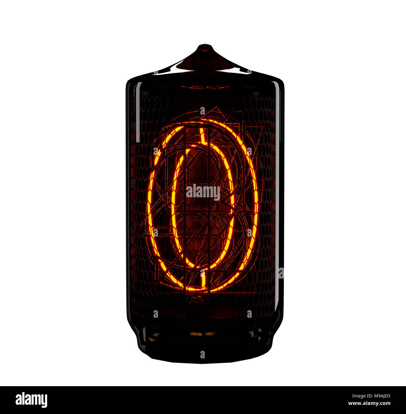Nixie tube indicator. The number zero of retro. 3d render. White ...
