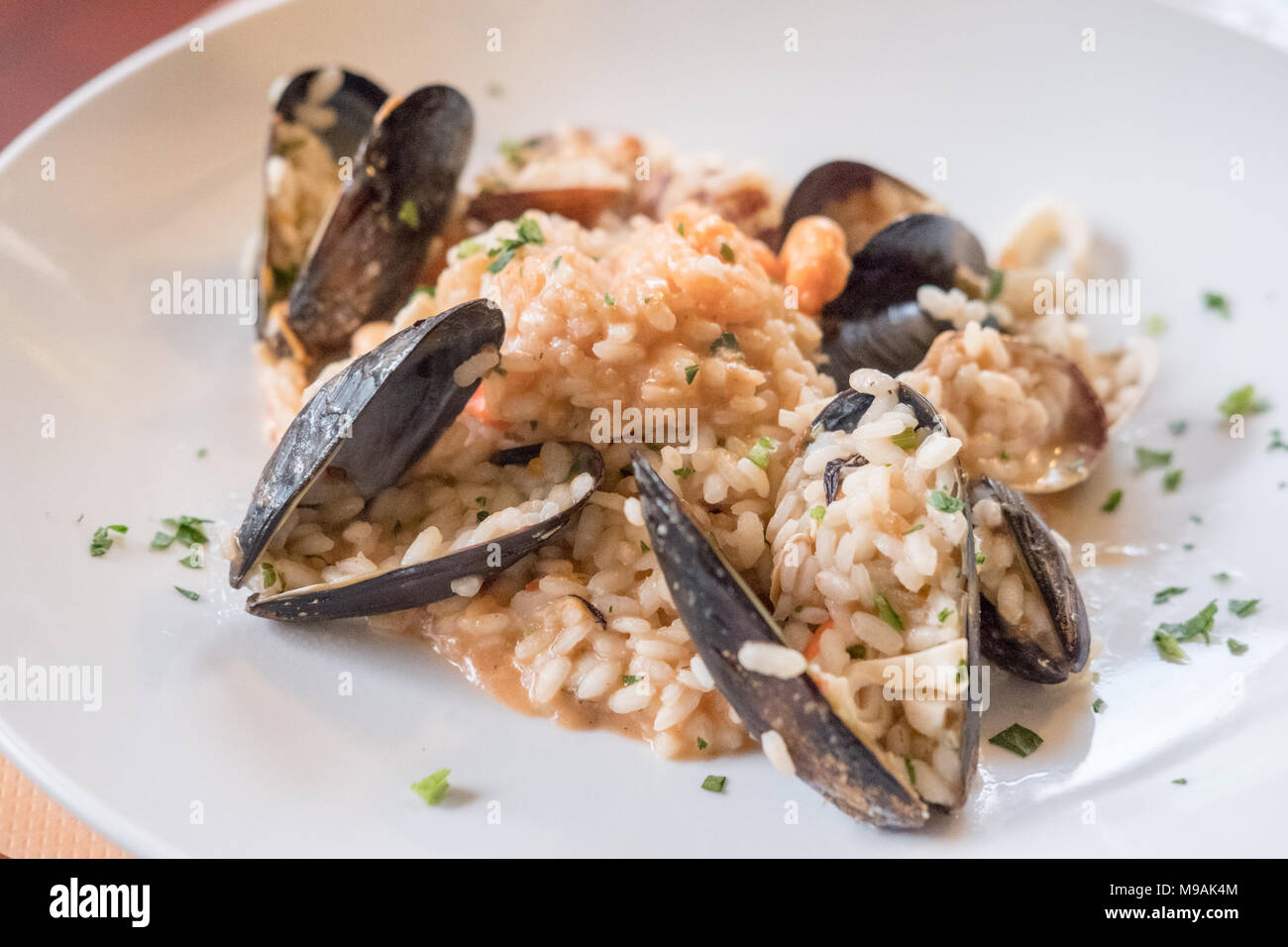 Seafood Risotto on Plate Stock Photo - Alamy