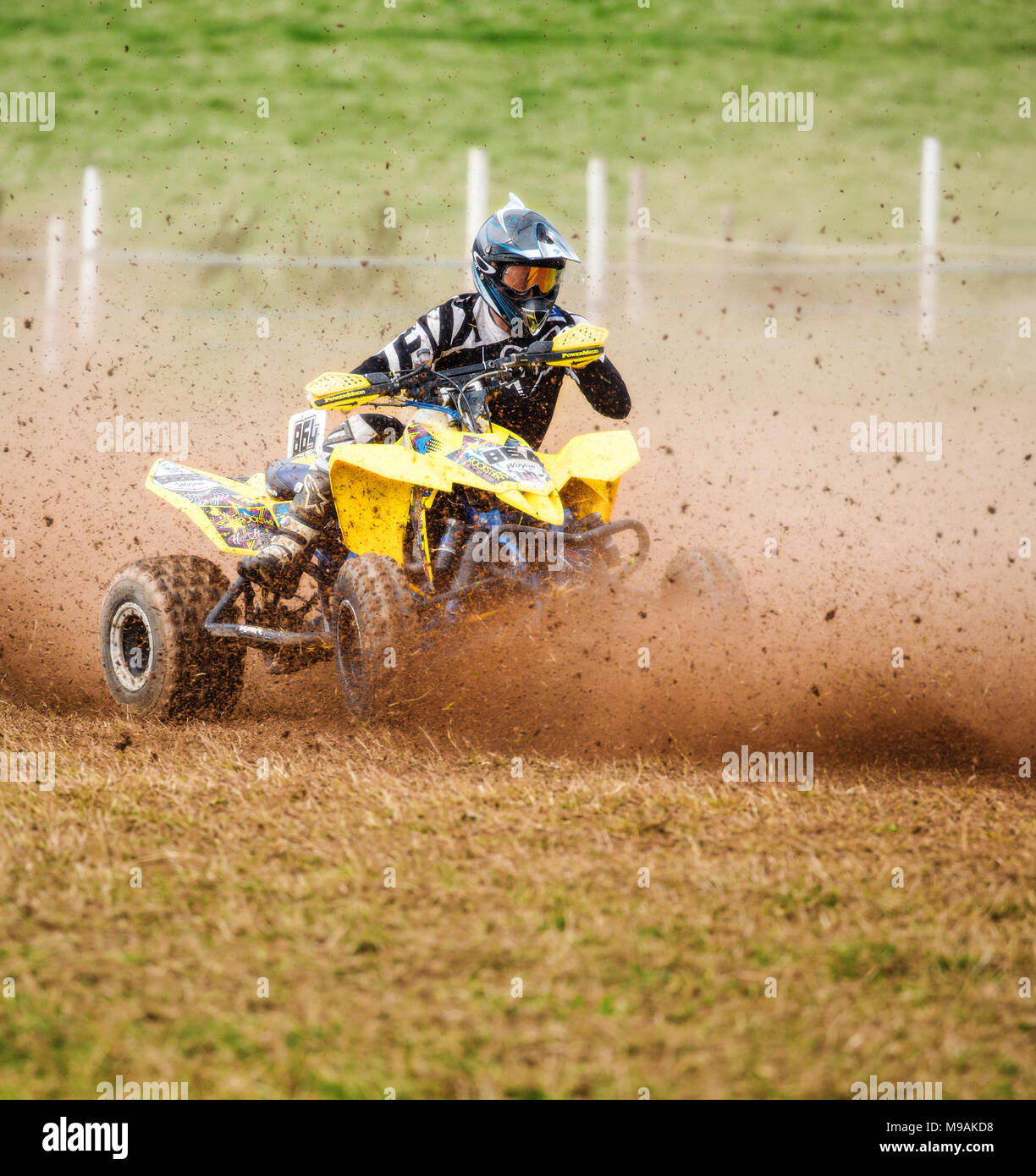 Grass track motorcycle racing action Stock Photo - Alamy