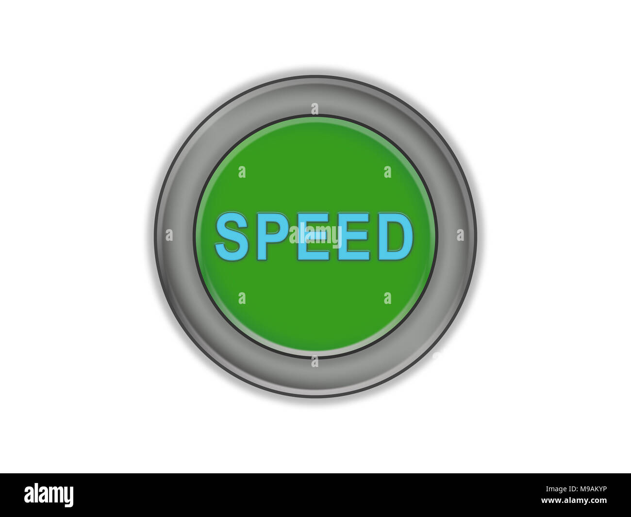 Volume green button labeled speed, white background Stock Photo - Alamy