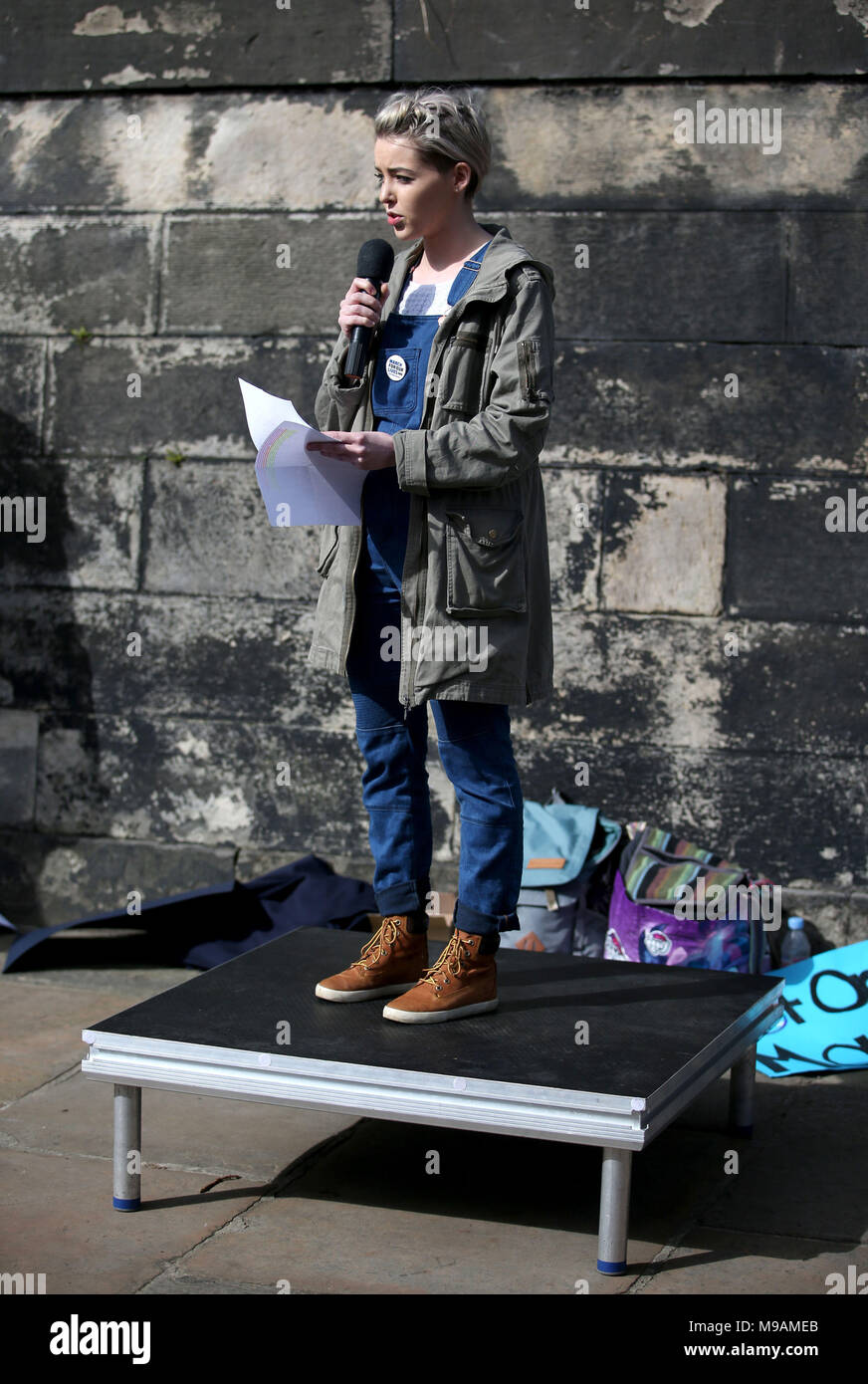 Ali Ross, who lost her sister in the Dunblane shooting, speaks during ...