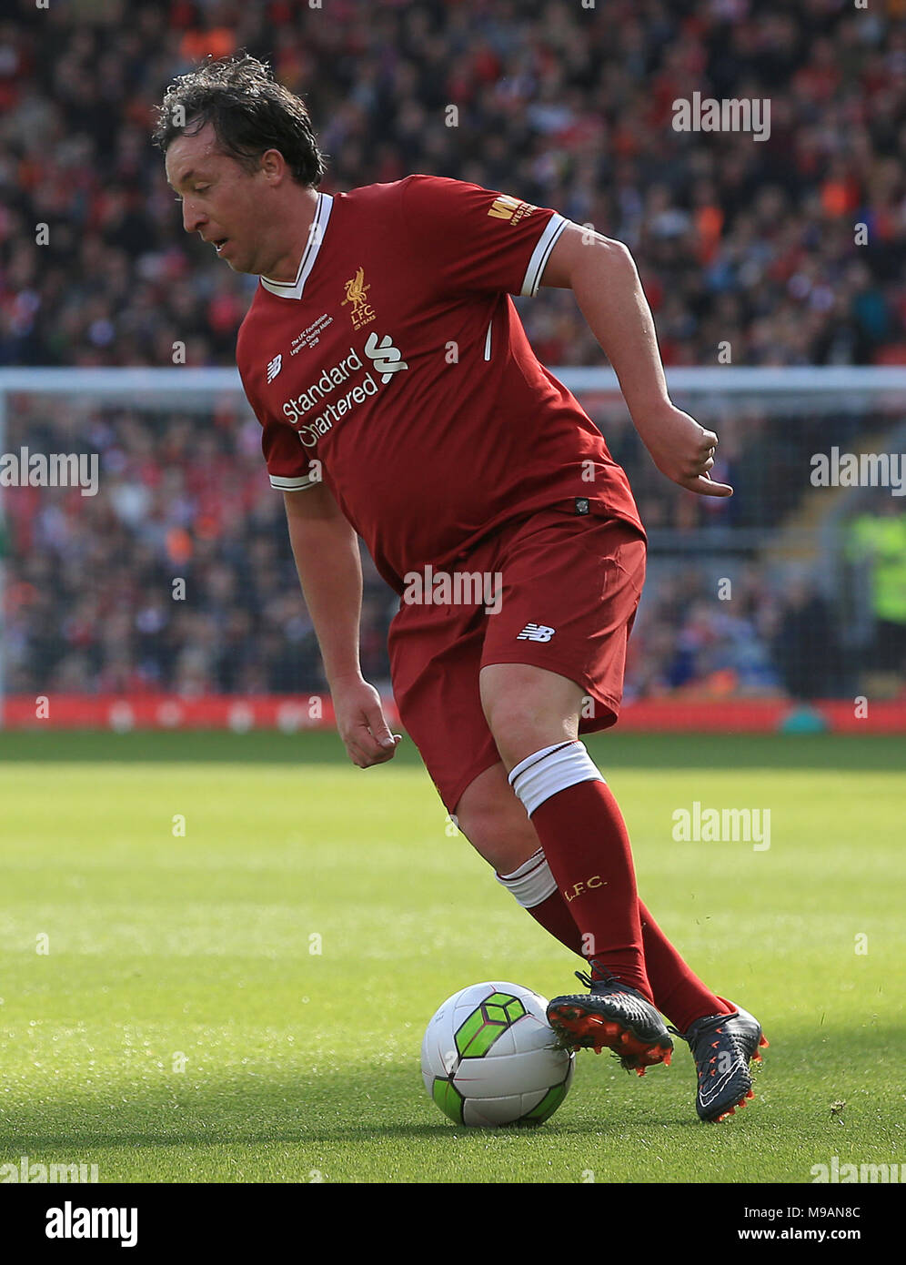 Robbie Fowler during the legends match at Anfield, Liverpool Stock ...