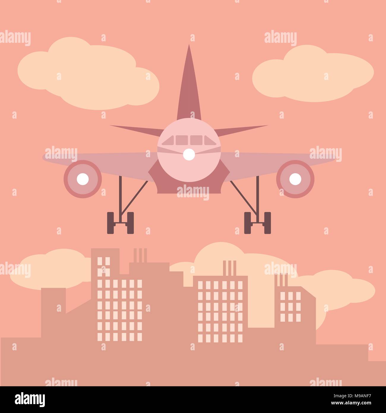 Aeroplane city skyline Stock Vector Images - Alamy