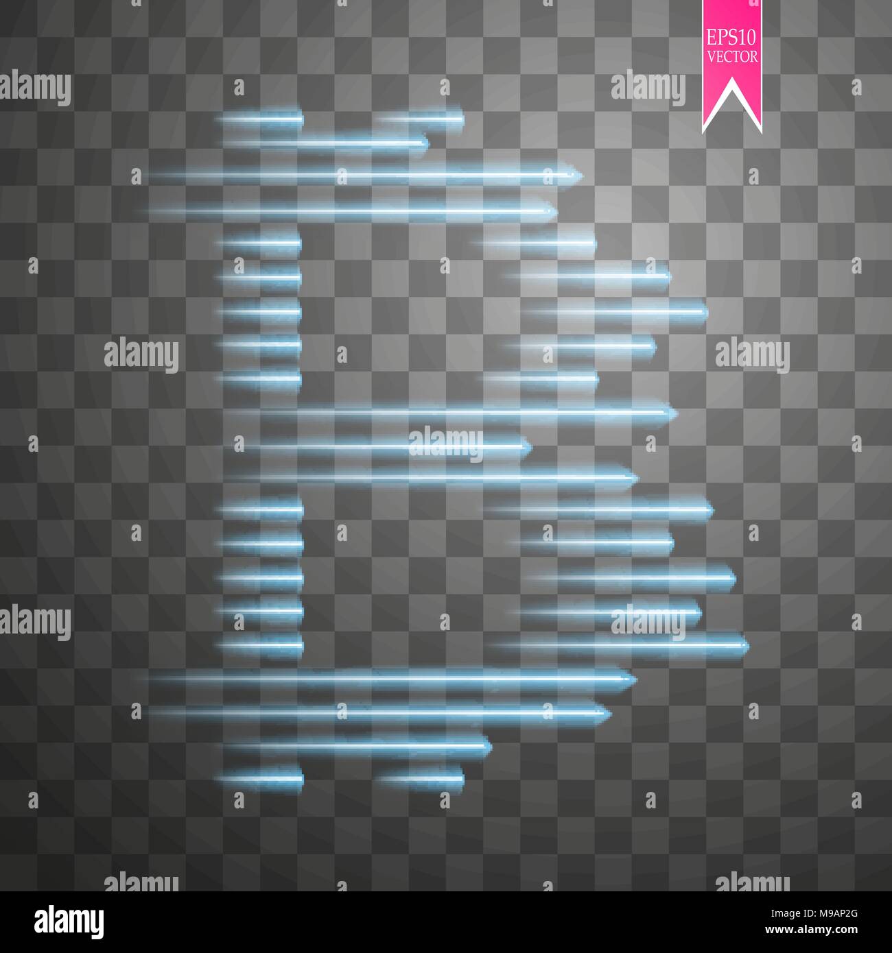Digital bitcoins symbol with light effect and speed glow lines on ...