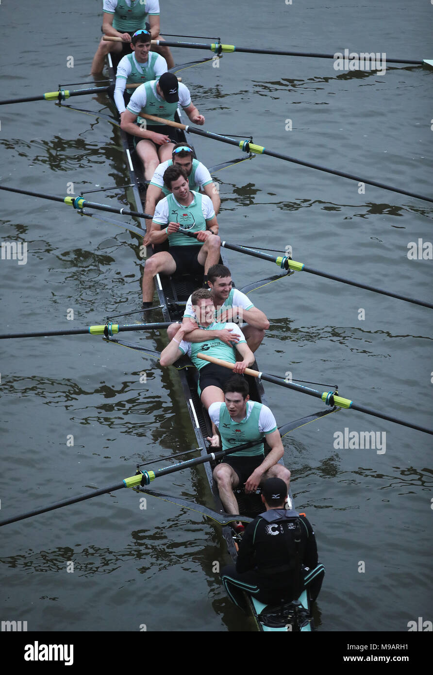 Cambridge University Boat Club celebrate winning the Men's Boat Race on ...