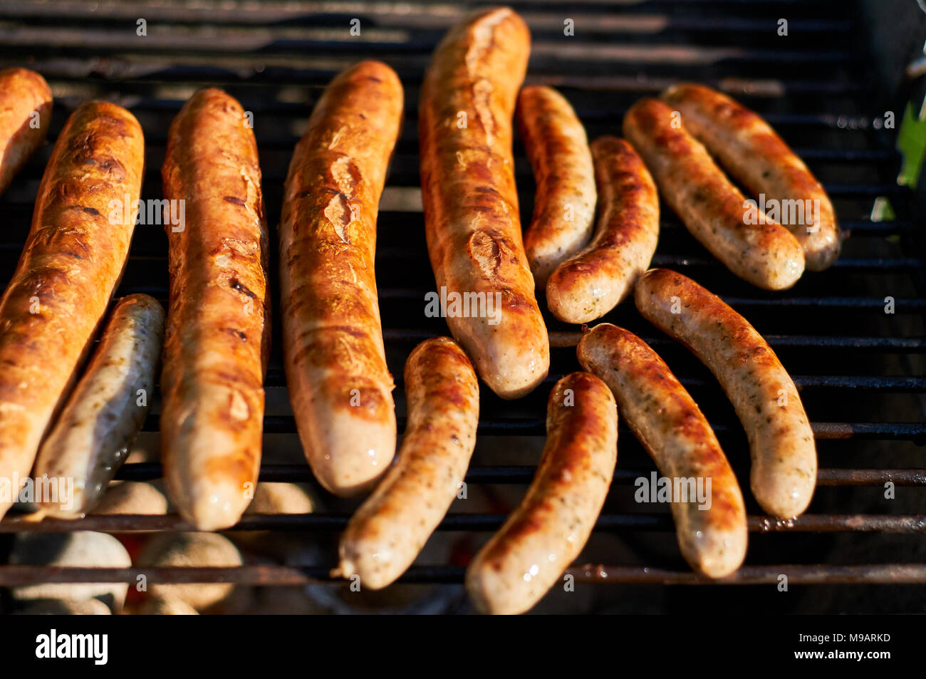 bratwurst on grill Stock Photo - Alamy