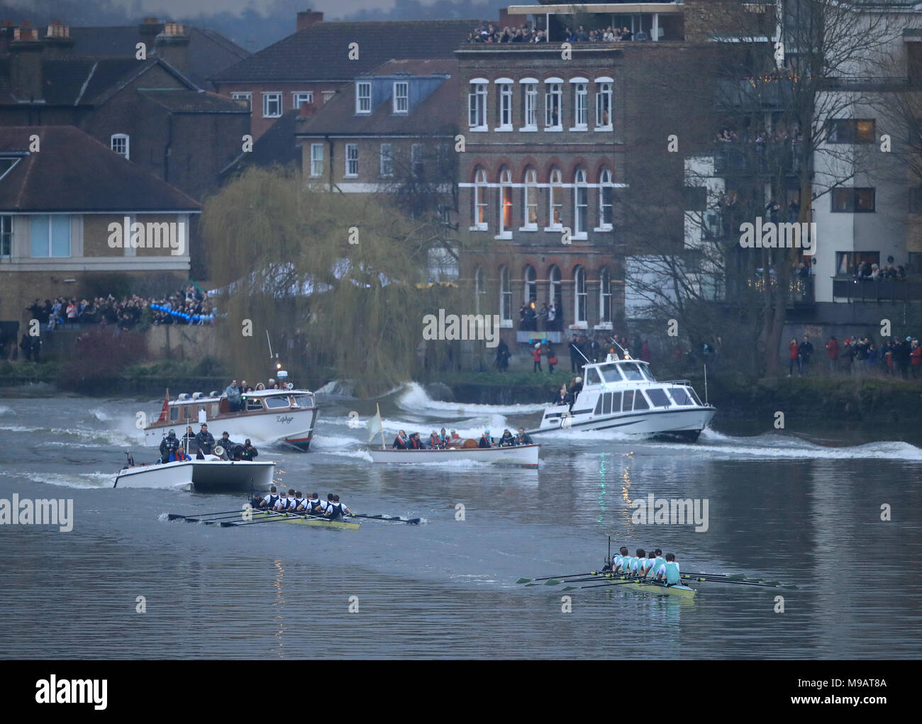 Cambridge University Boat Club (right) lead from Oxford University Boat ...