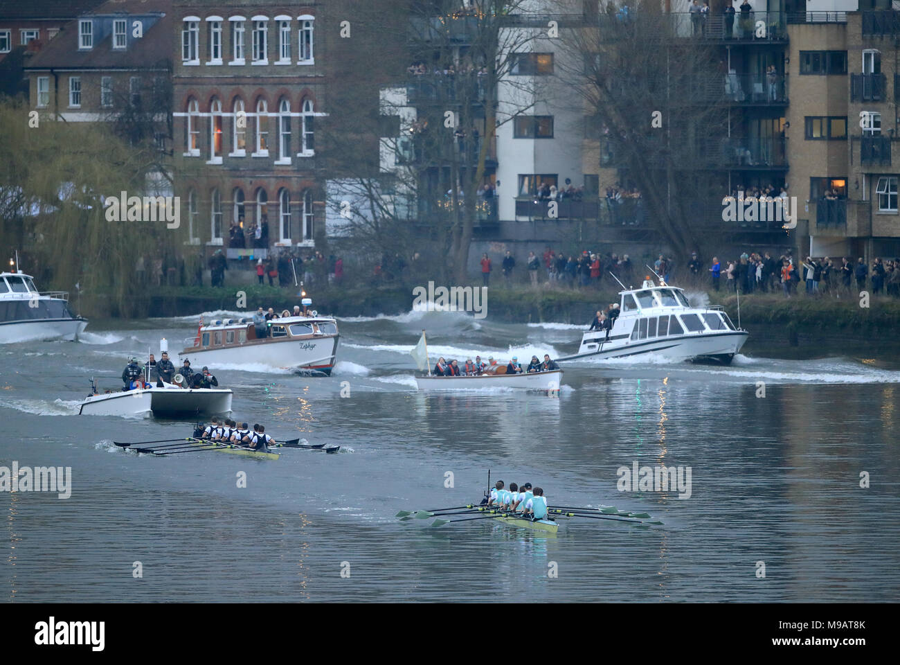 Cambridge University Boat Club (right) lead from Oxford University Boat ...
