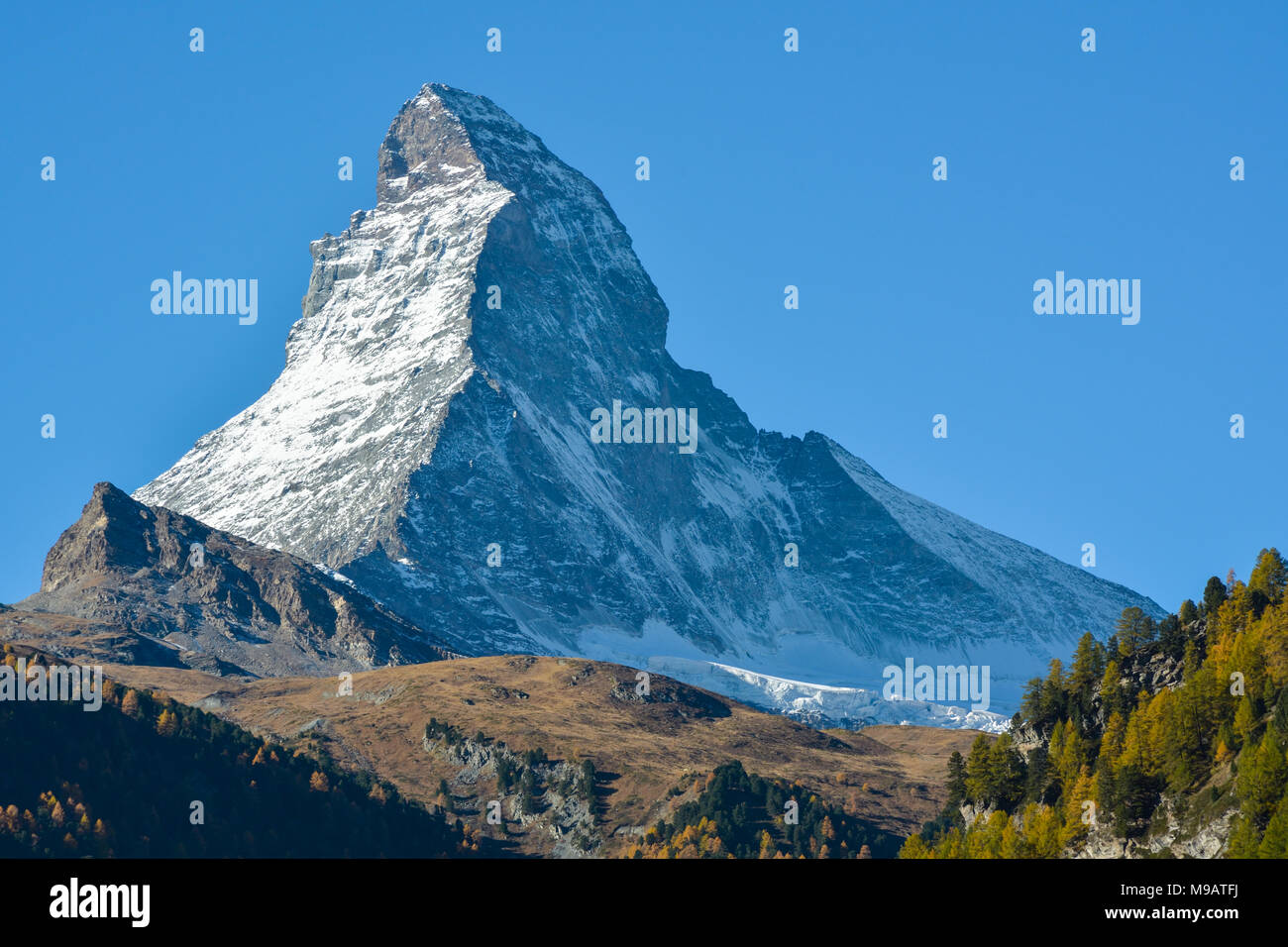 Detailed view on Matterhorn from Zermatt, Switzerland Stock Photo - Alamy