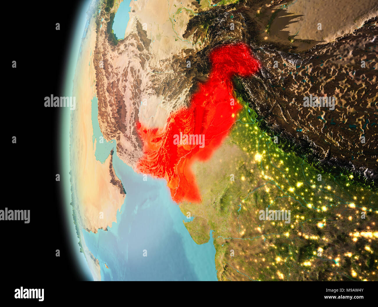 Highlighted satellite image of pakistan hi-res stock photography and ...