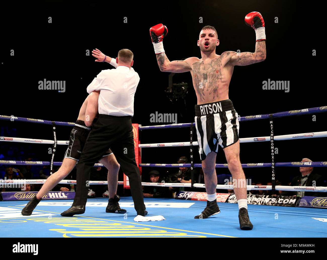 Lewis Ritson celebrates victory over Scott Cardle (left) after the ...