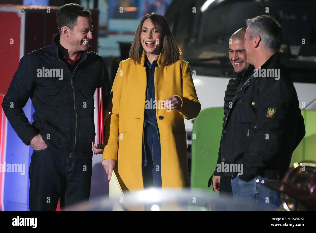 TV Presenter Alex Jones seen filming at the BBC The One Show - London ...