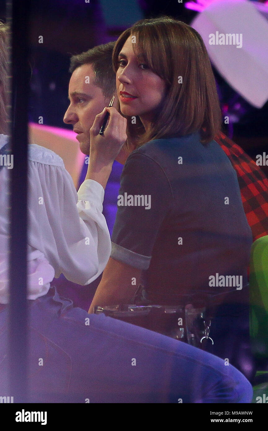 TV Presenter Alex Jones seen filming at the BBC The One Show - London ...