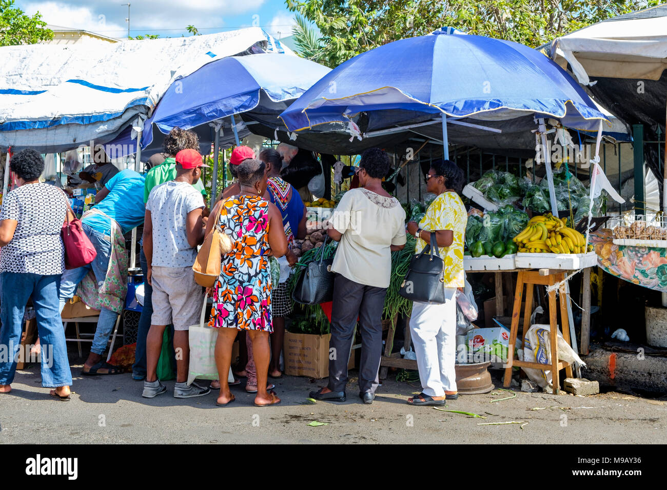 Trader Stall, Market Street, Saint John's, Antigua Stock Photo - Alamy