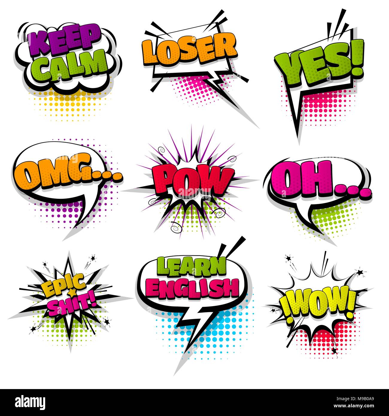 Set hand drawn effects comic speech bubbles Stock Vector Image & Art ...