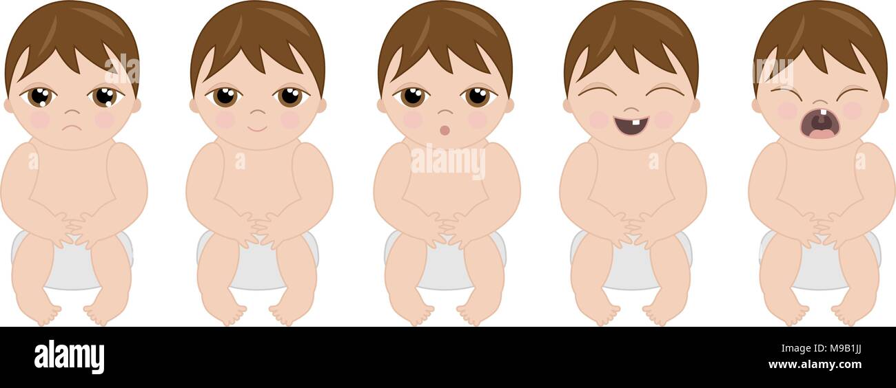 Set of cartoon babies with expressions, vector Stock Vector Image & Art ...