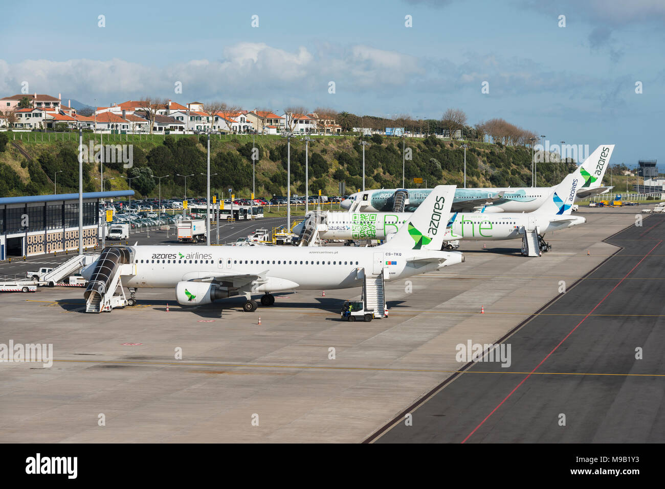 Airplanes of Azores Airlines (before SATA Internacional) lined up at ...