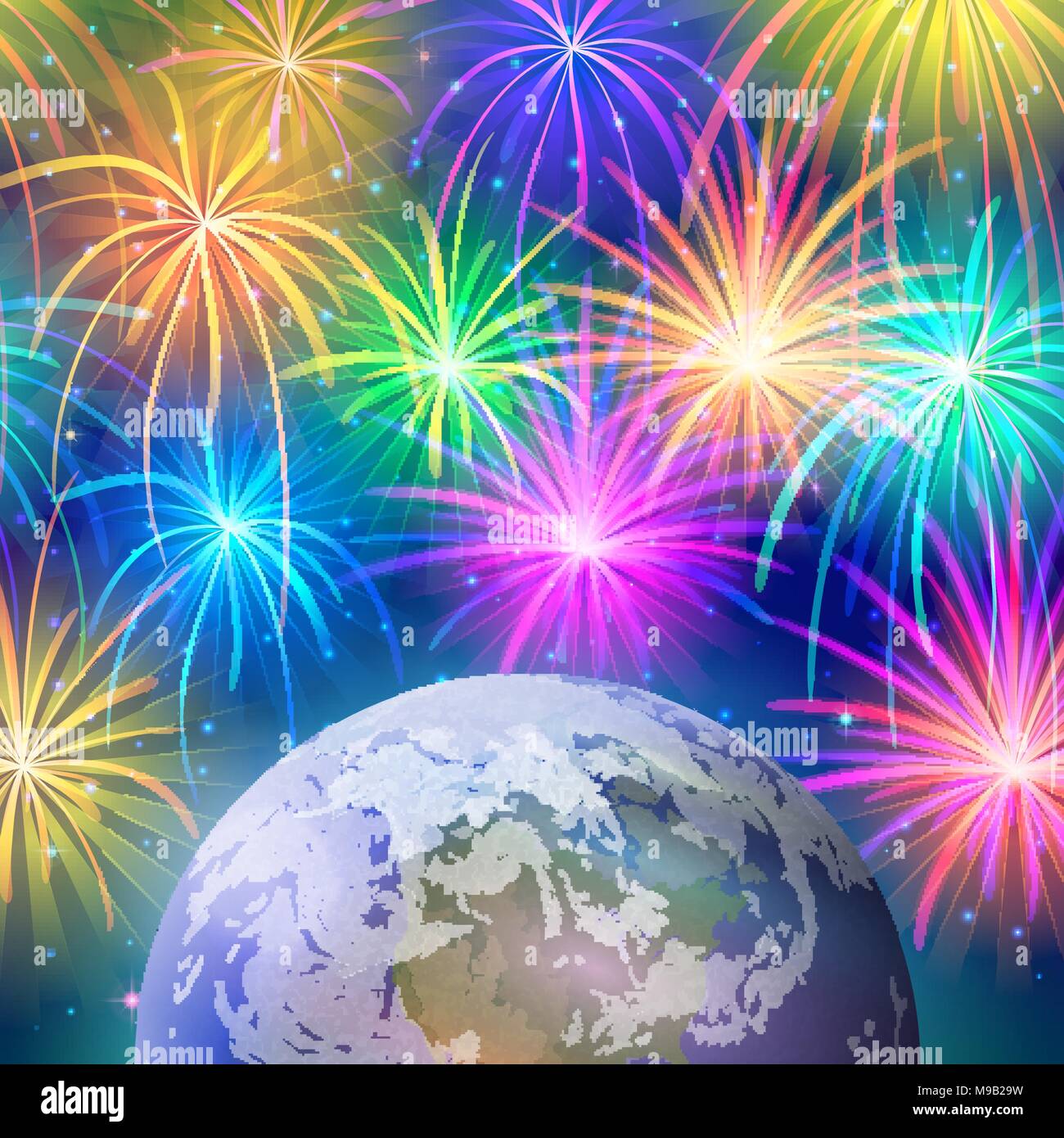 Bright fireworks in sky Stock Vector Images - Alamy