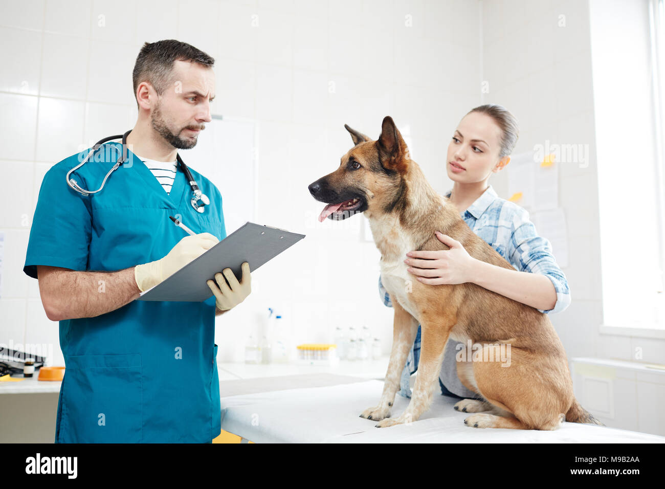Visit to vet Stock Photo - Alamy