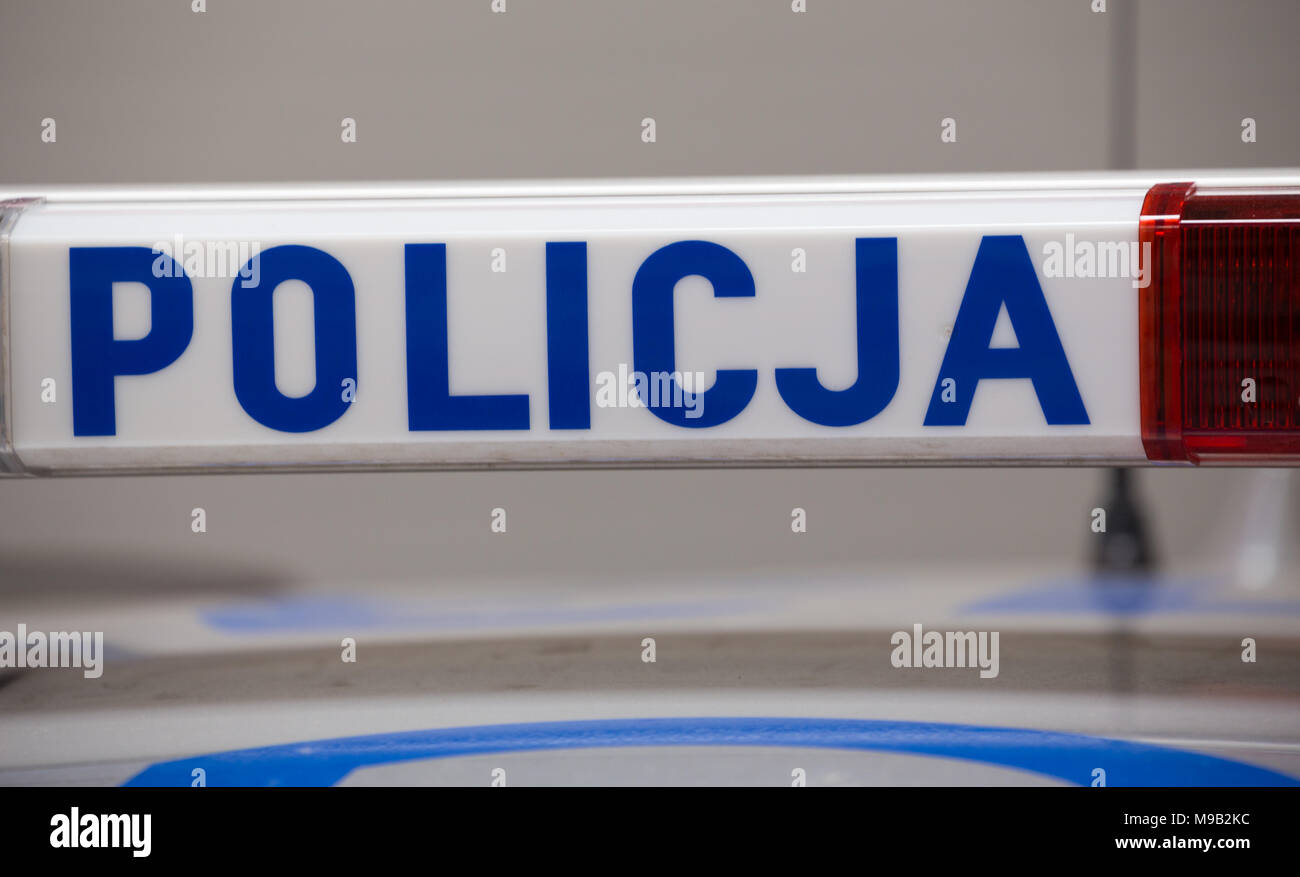 Police sign of a police car Stock Photo - Alamy