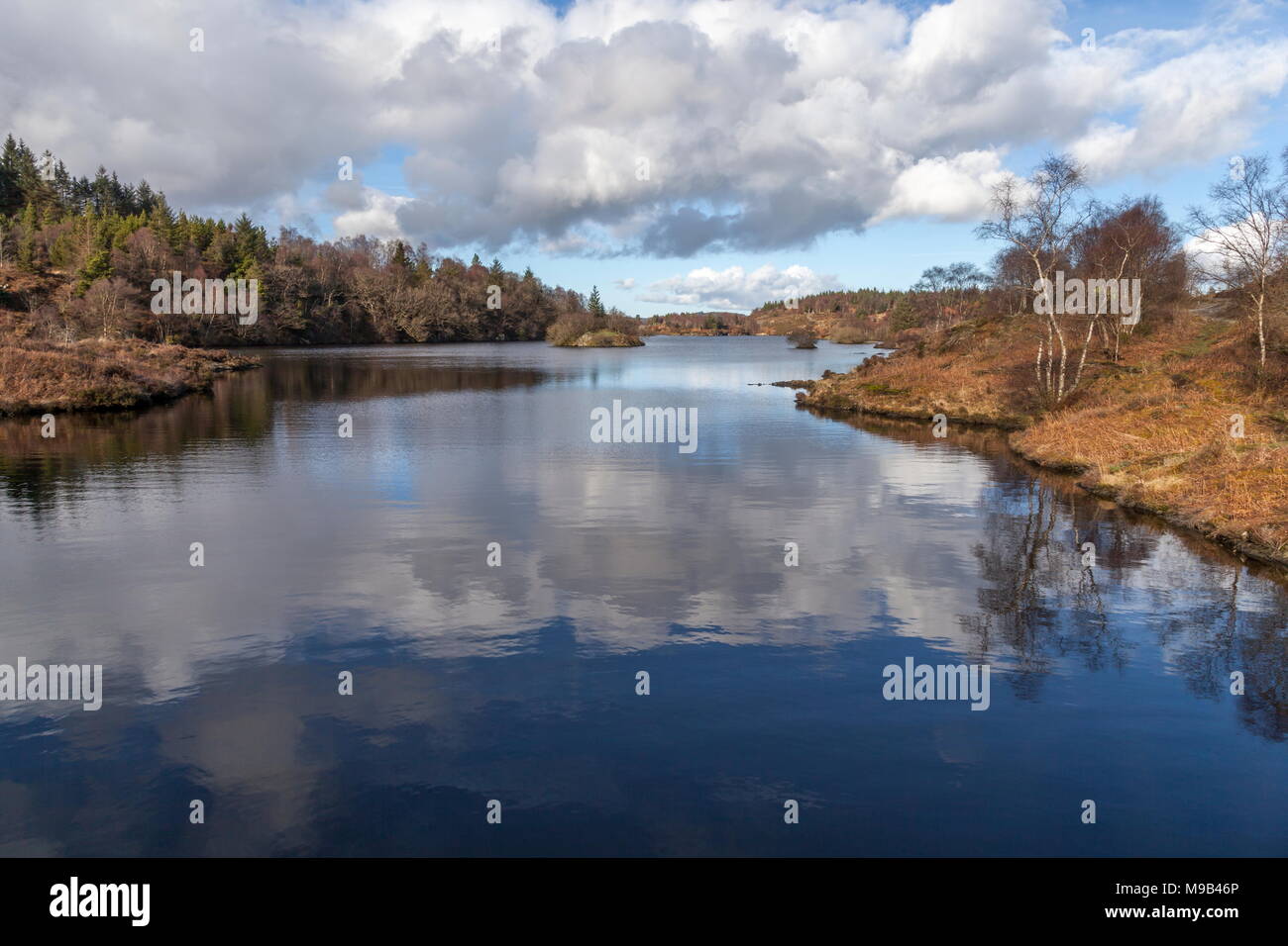Llyn Elsi a reservoir in the Gwydyr forest near Betws Y Coed Stock ...