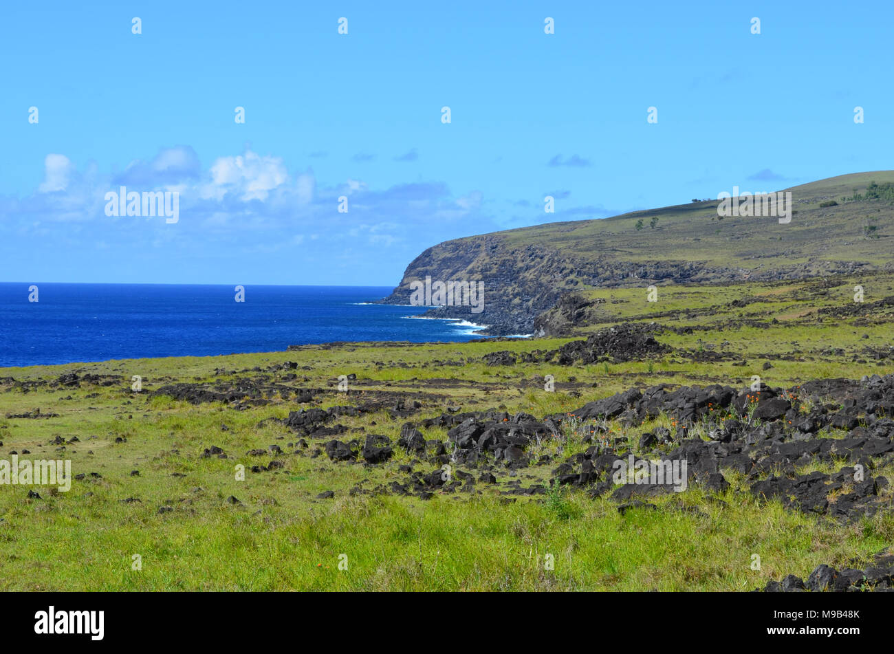 Sea view from the slopes of Terevaka volcano, Rapa Nui (Easter Island ...
