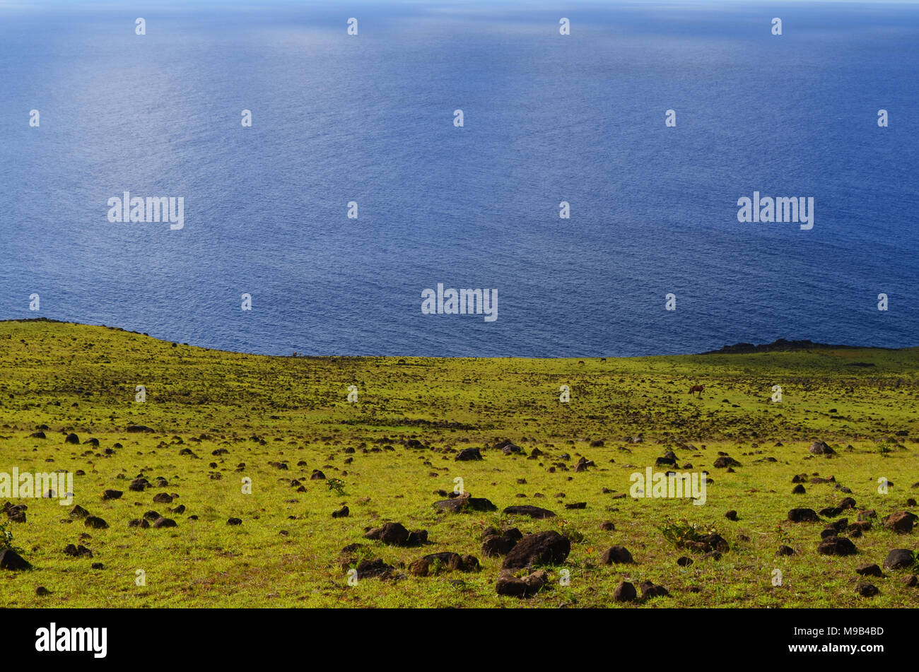 Sea view from the slopes of Terevaka volcano, Rapa Nui (Easter Island ...