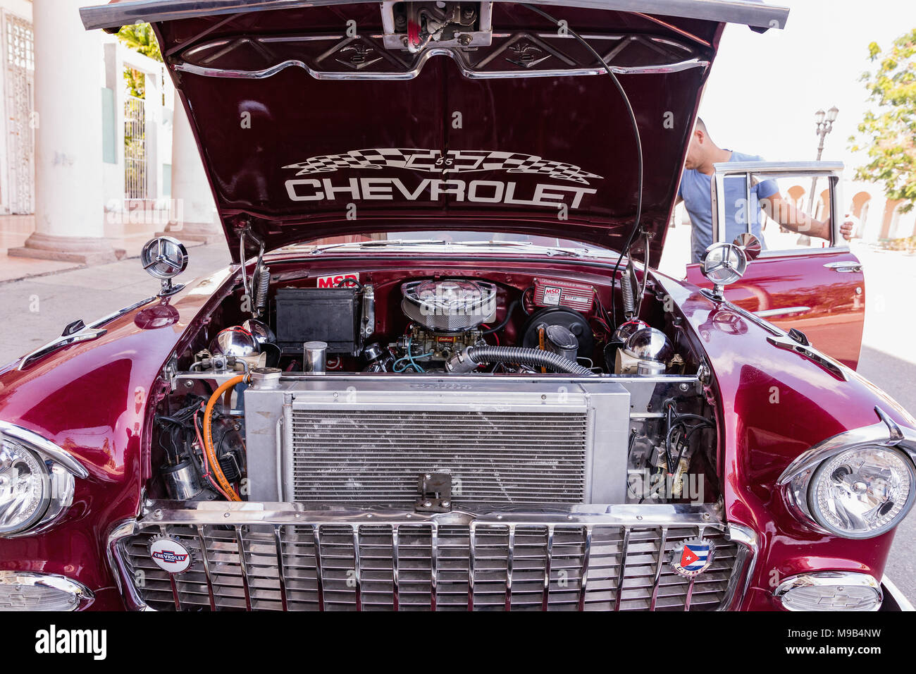 CIENFUEGOS, CUBA - MARCH 11, 2018 Red Chevrolet 350 fitfyfive - 1955 ...