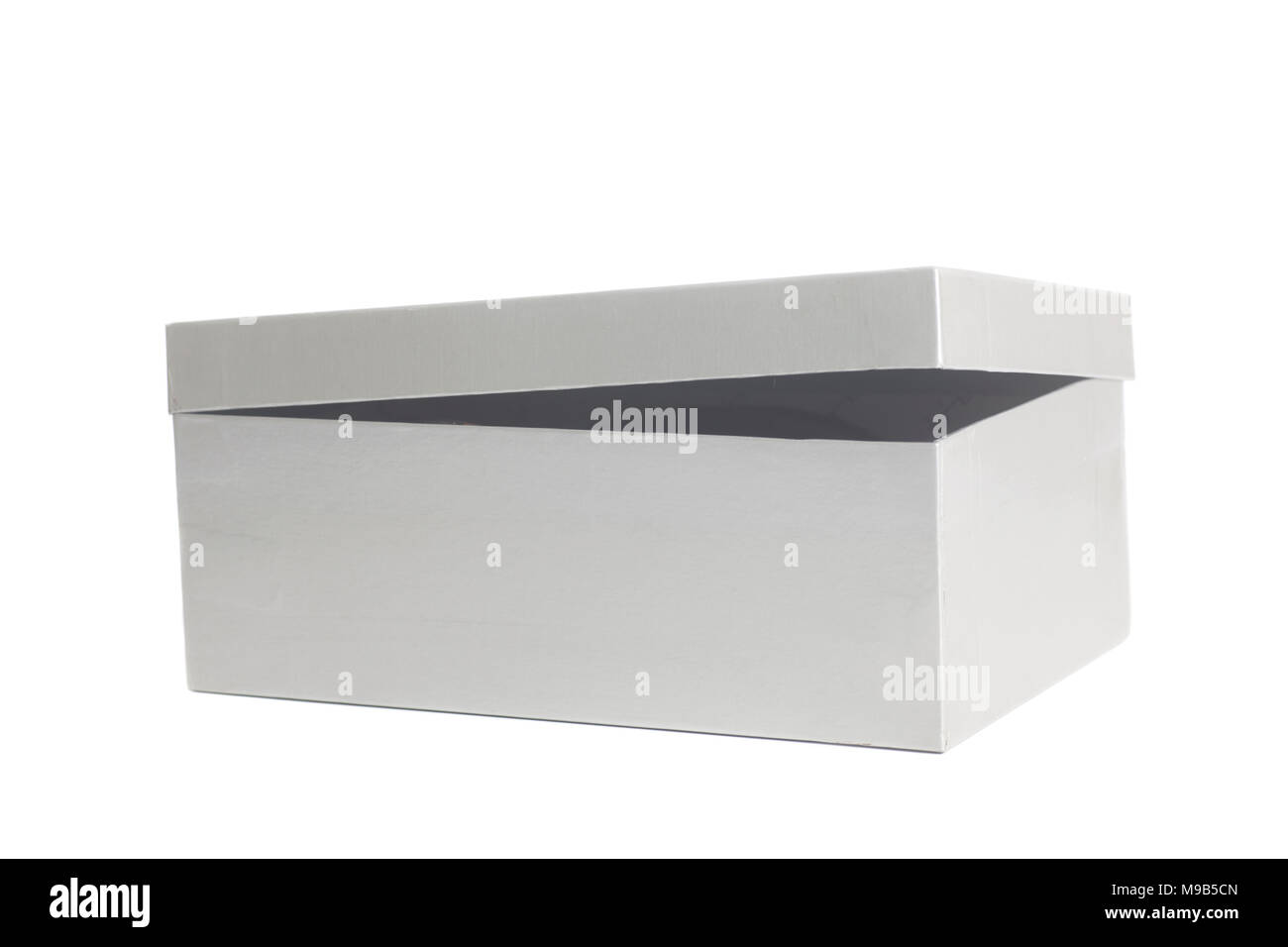 Blank grey open box container isolated on white background Stock Photo - Alamy
