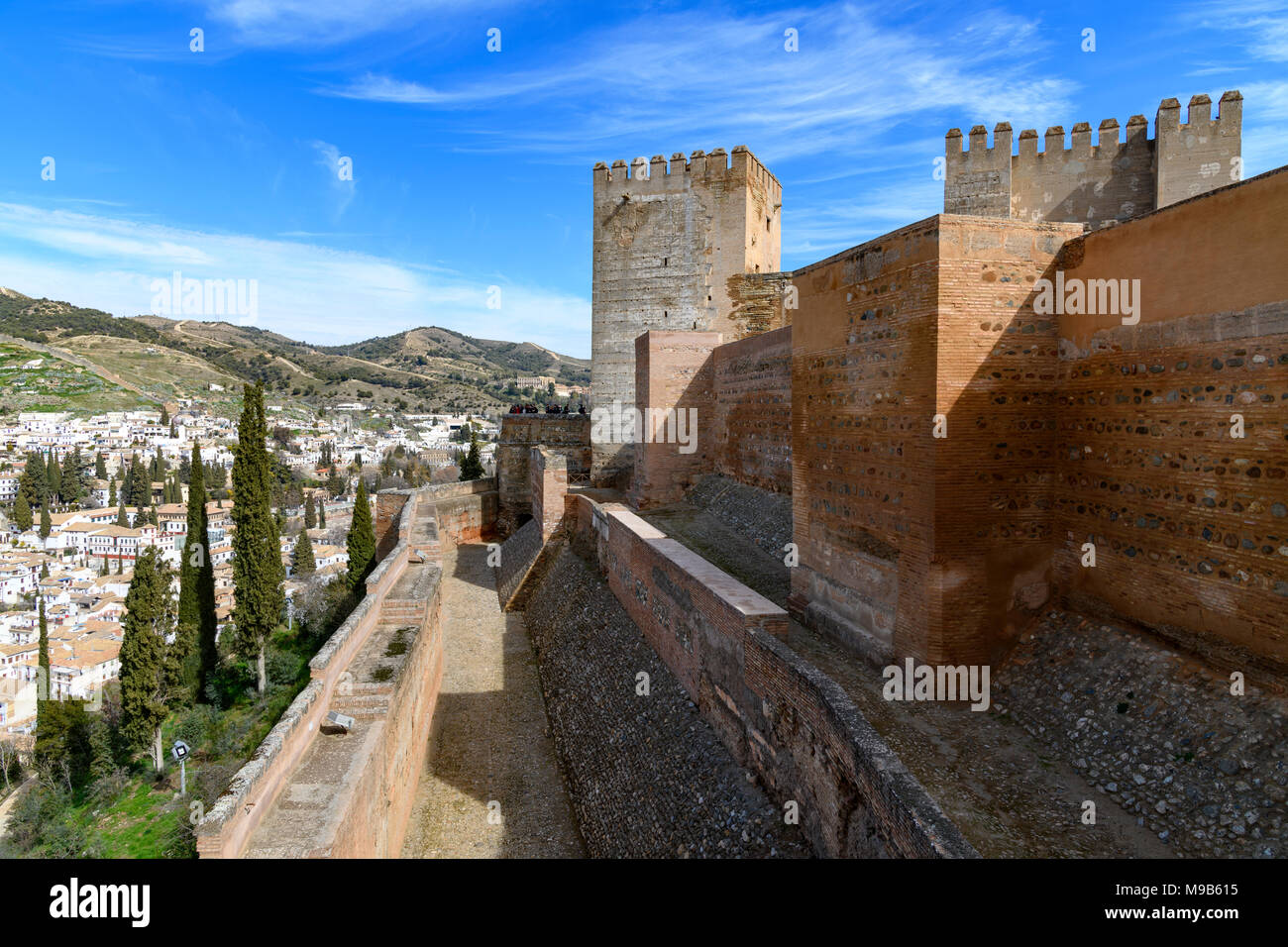 View of the Alcazaba castle in La Alhambra Stock Photo - Alamy