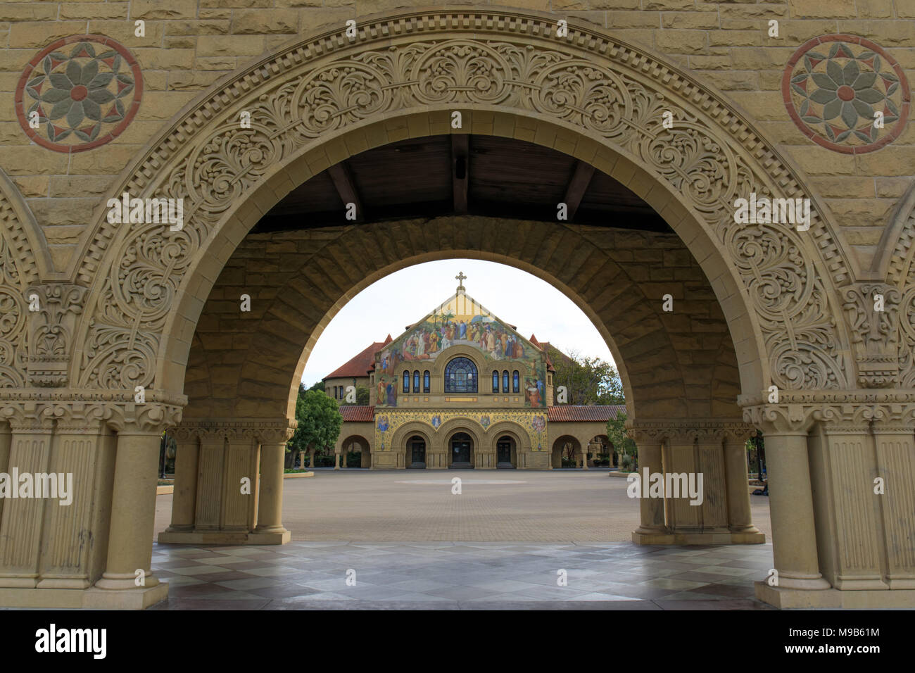 Stanford, California - March 19, 2018: North facade of Memorial Church ...