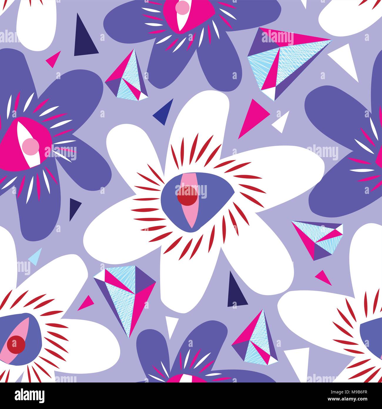 Vector bright seamless lilac pattern from different flowers. Design for ...