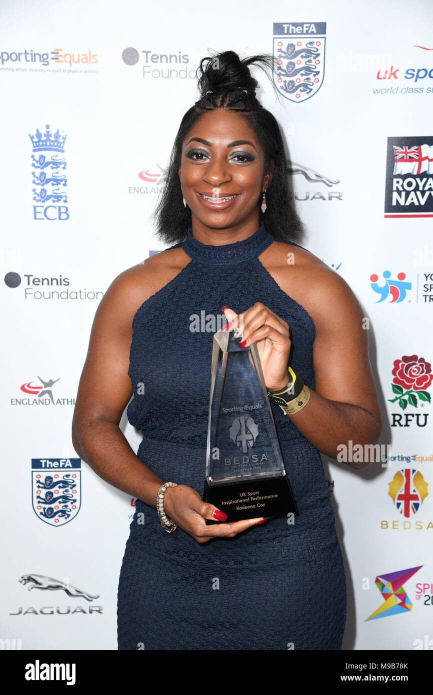 Kadeena Cox wins UK Sport Inspirational Performance Award at the BEDSA Awards 2018, sponsored by ...