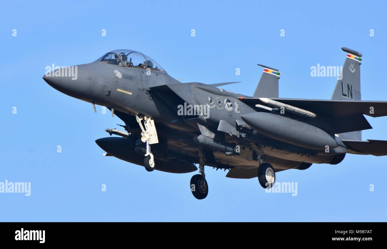 A U.S. Air Force F-15 Eagle fighter jet operated by the 48th Fighter ...