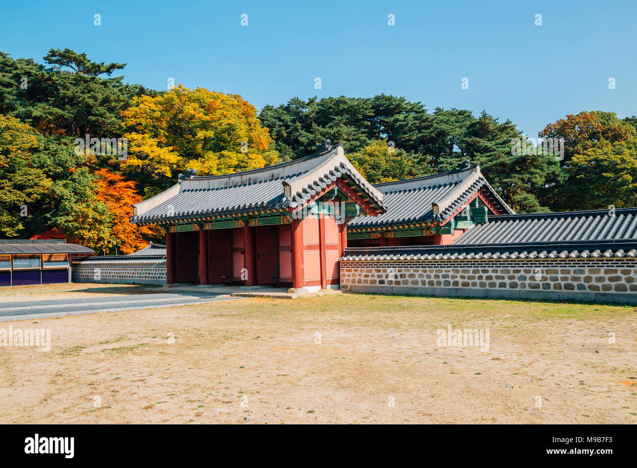 Namhansanseong Fortress, Korean old traditional architecture at autumn ...