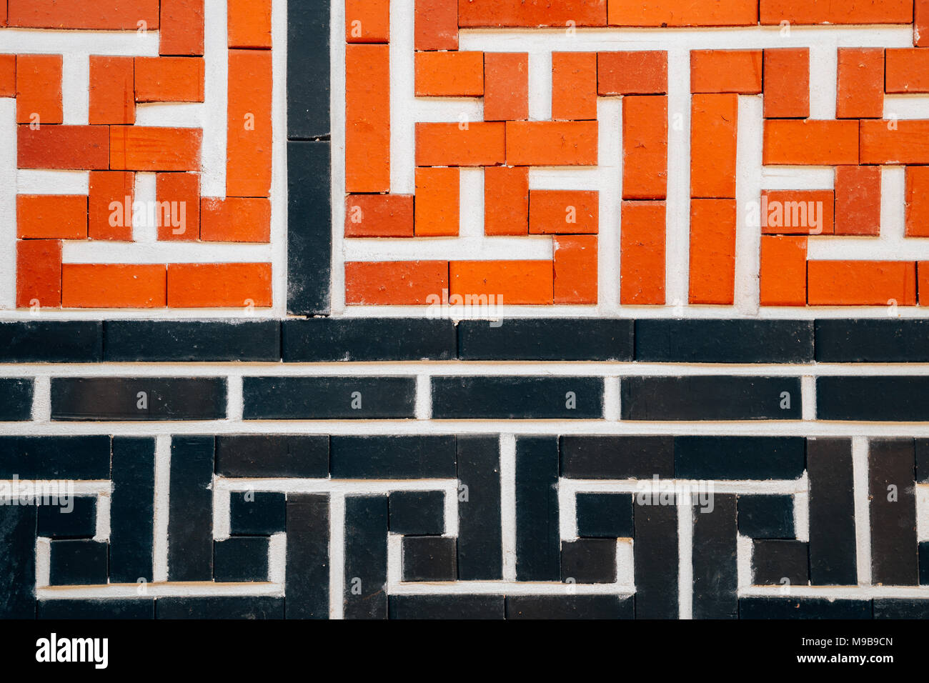 Korean traditional pattern brick wall Stock Photo - Alamy
