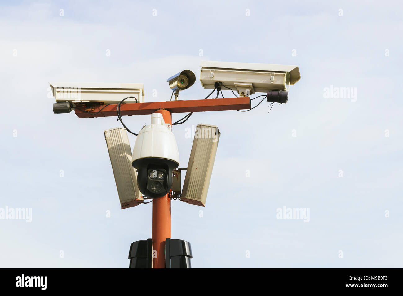 Security camera with blue sky Stock Photo - Alamy