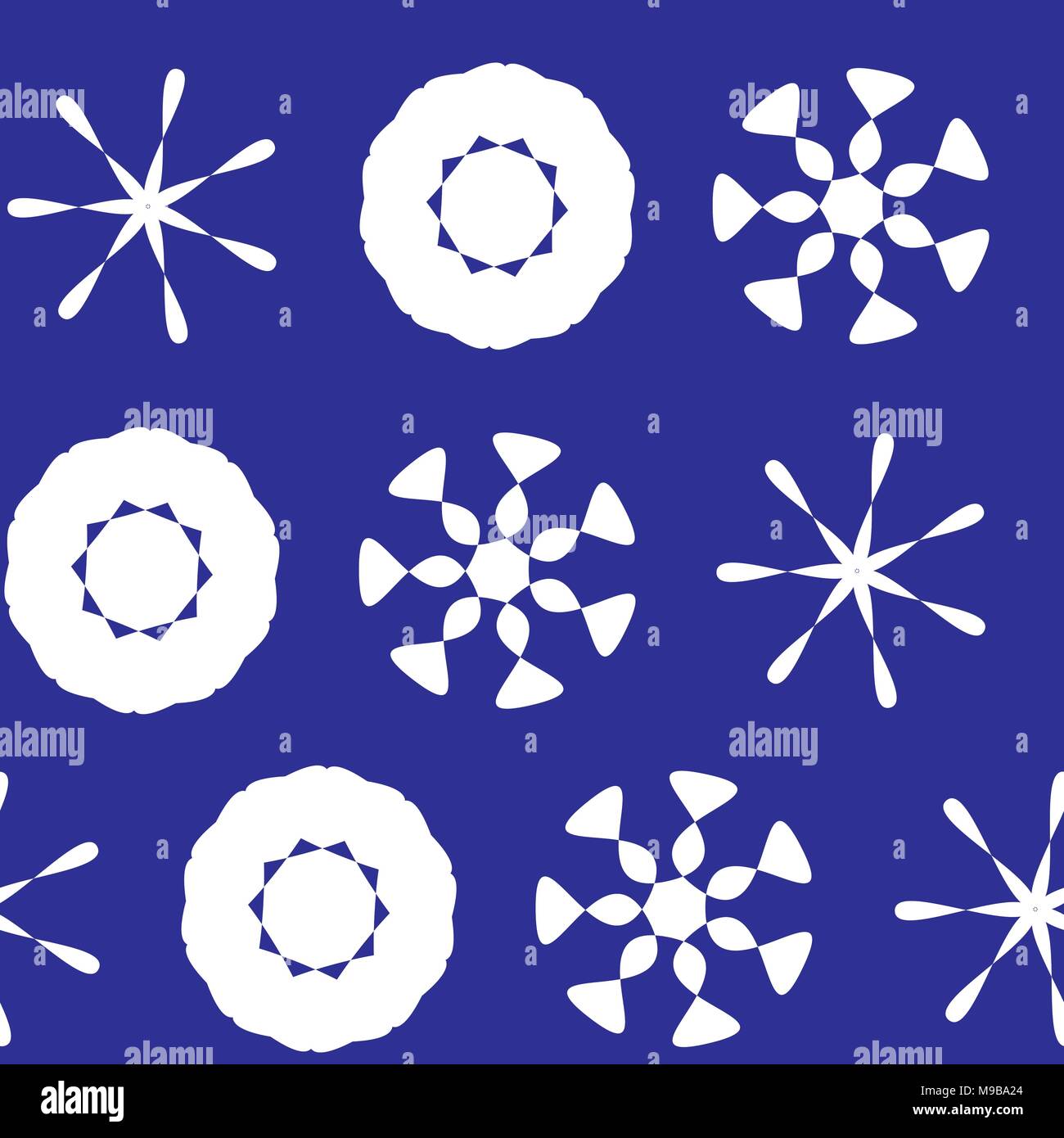 Blue stars snowflakes pattern Stock Vector Images - Alamy