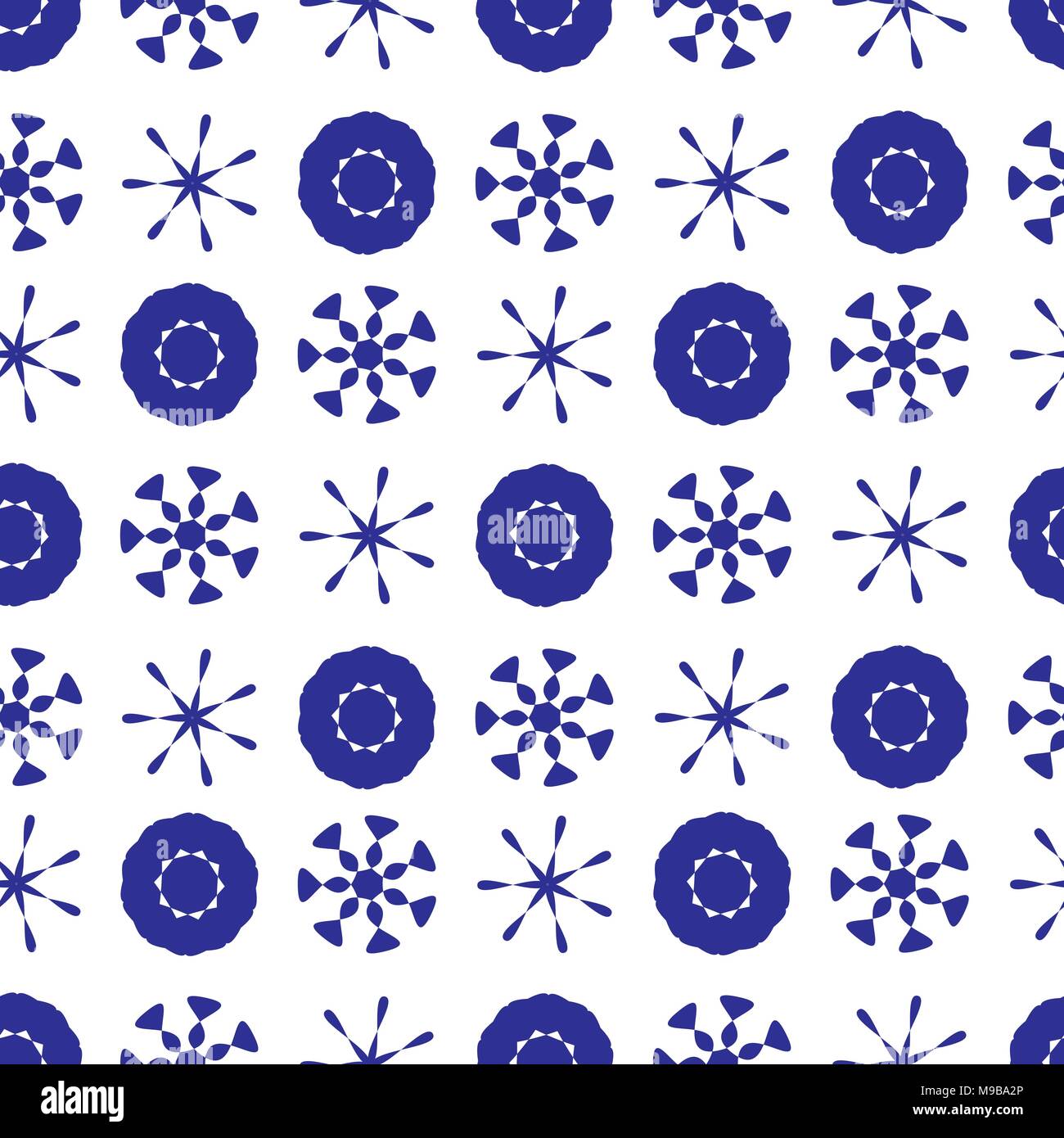 Blue stars snowflakes pattern Stock Vector Images - Alamy