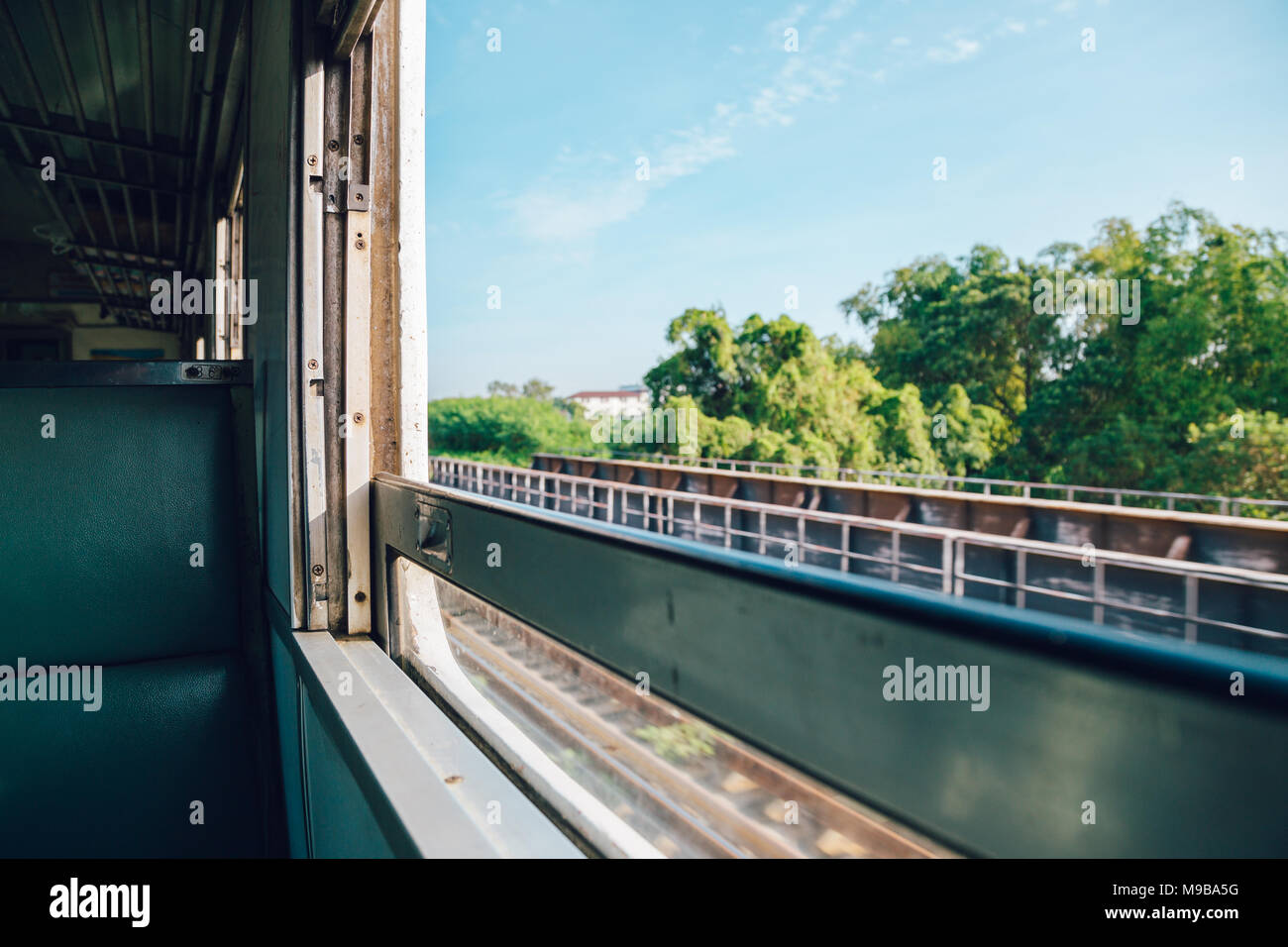 Nature view by train window Stock Photo - Alamy