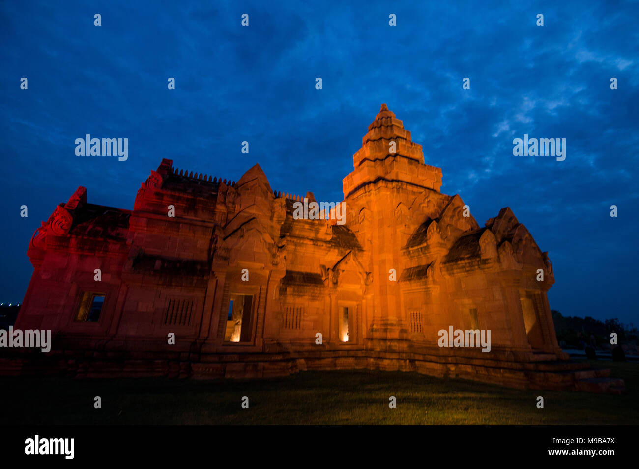 the recreated Khmer Temple of Buriram Castle in the city of Buriram in ...