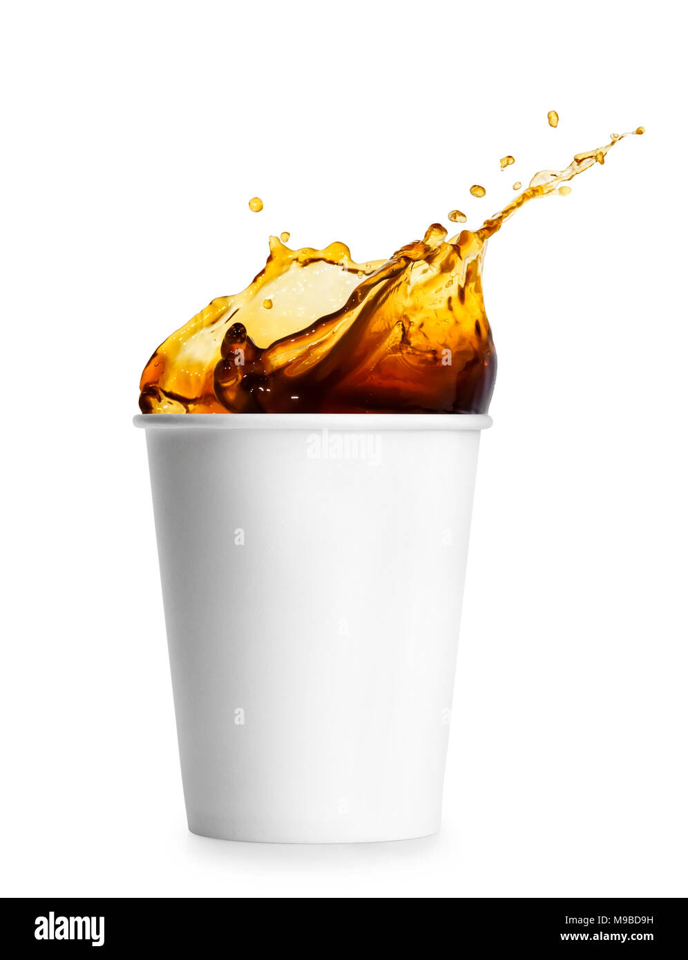 disposable cup with coffee splash Stock Photo - Alamy
